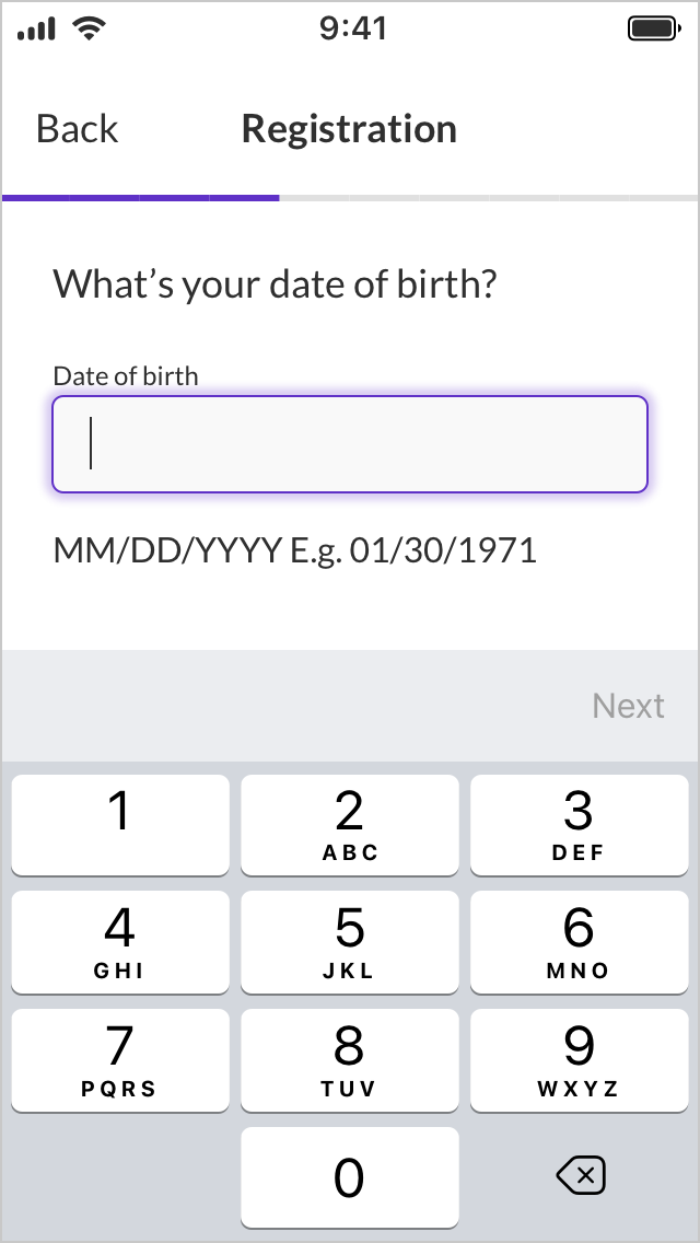 Birthdate mobile form fields for iOS